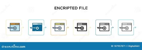 Encripted File Vector Icon In 6 Different Modern Styles Black Two Colored Encripted File Icons