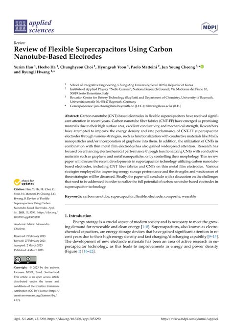 Pdf Review Of Flexible Supercapacitors Using Carbon Nanotube Based