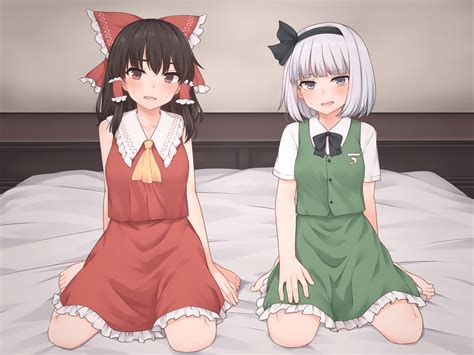 Hakurei Reimu And Konpaku Youmu Touhou Drawn By Miyo Ranthath