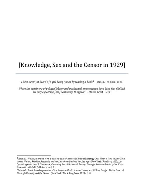 Knowledge Sex And The Censor In 1929 Pdf Social Institutions