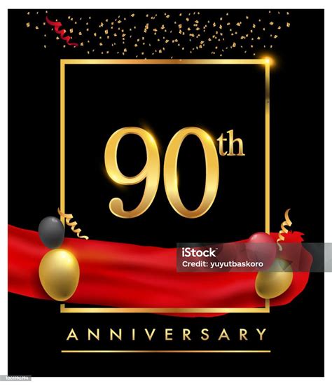 기념일 축 하 색종이 골든 색과 검은색에 고립 빨간 리본에 대 한 디자인 공휴일에 대한 스톡 벡터 아트 및 기타 이미지 공휴일 광고 금 금속 Istock