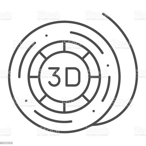 3d 프린터 릴 얇은 라인 아이콘입니다 흰색으로 격리된 3d 프린터 벡터 그림용 코일입니다 3d 프린터 필라멘트 스풀 윤곽 스타일 디자인 웹 및 응용 프로그램을 위해 설계