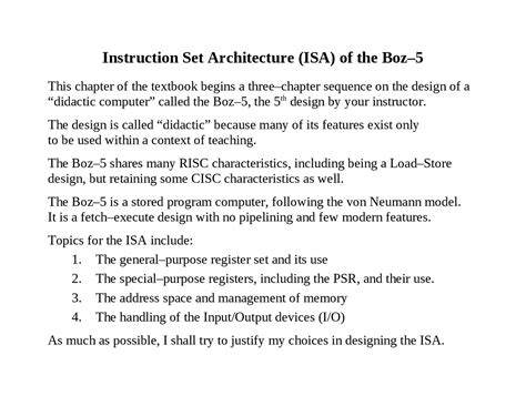 Instruction Set Architecture Of The Box 5 Cpsc 5155u Docsity