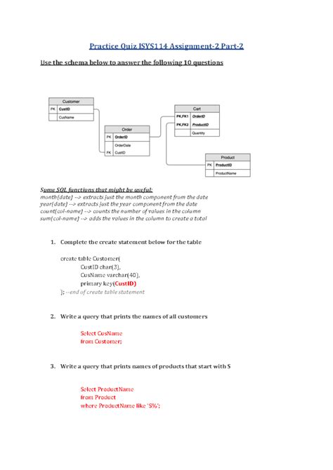Big Data Practice Quiz Answers SQL Scheme Data ISYS114 MQ Studocu