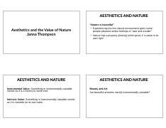 Lecture Aesthetics And The Value Of Nature Pdf AESTHETICS AND