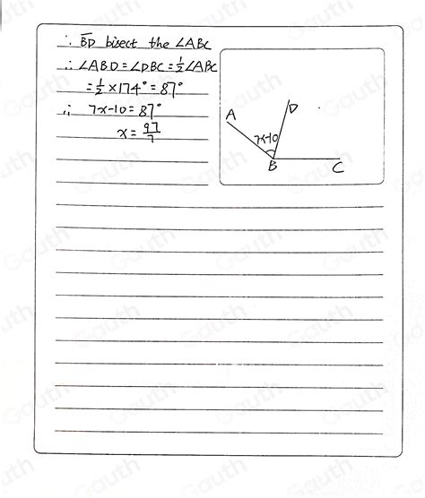 Solved The Measure Of ∠ Abc Is 174° And Vector Bd Bisects The Angle Into ∠ Abd And ∠ Dbc If ∠