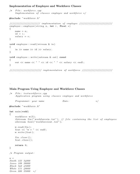 Solved In The Following Program An Employee Of A Company Chegg