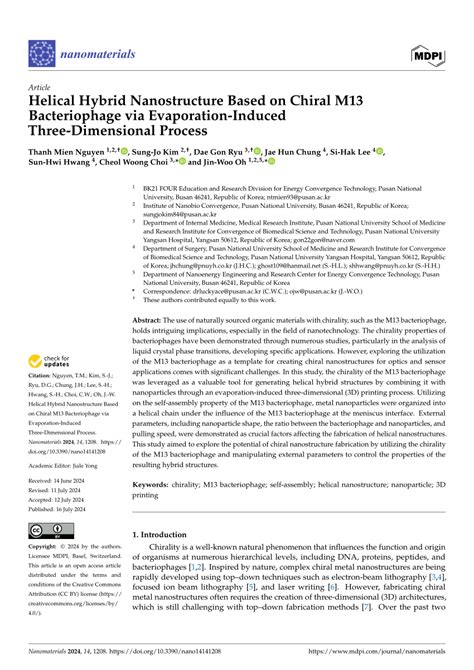 Pdf Helical Hybrid Nanostructure Based On Chiral M13 Bacteriophage Via Evaporation Induced