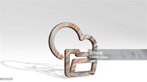 원근에서 그림자를 캐스팅하는 클라우드 폴더입니다 3d 렌더링의 금속 재료로 만든 두꺼운 조각 배경과 파란색 0명에 대한 스톡 사진 및 기타 이미지 Istock