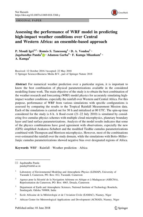 Pdf Assessing The Performance Of Wrf Model In Predicting High Impact