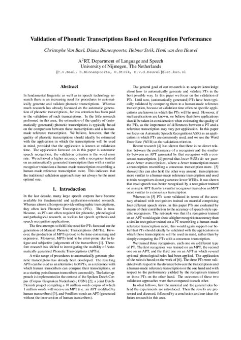 pdf validation of phonetic transcriptions based on recognition