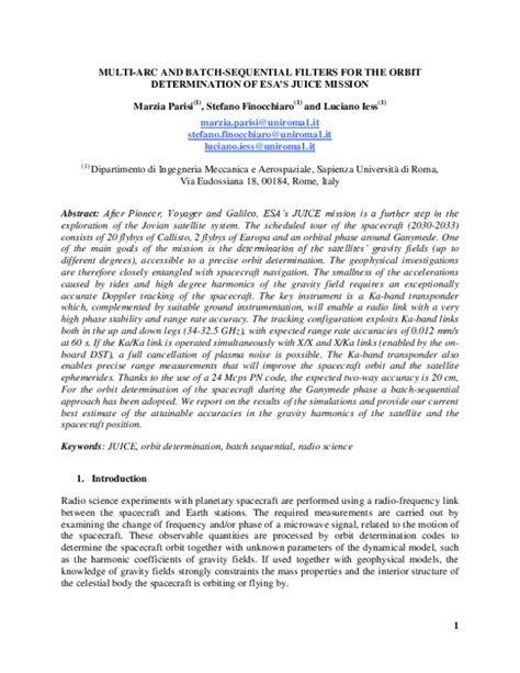 Pdf Multi Arc And Batch Sequential Filters For The Orbit