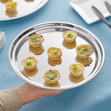 Acopa 11 Round Stainless Steel Catering Tray Platter