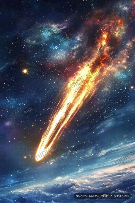 Ai创作图流星 星空 宇宙 天体 太空 光芒 轨迹 大气层 火焰 星际 天体现象 绚丽 自然景观 宇宙空间 昵图网
