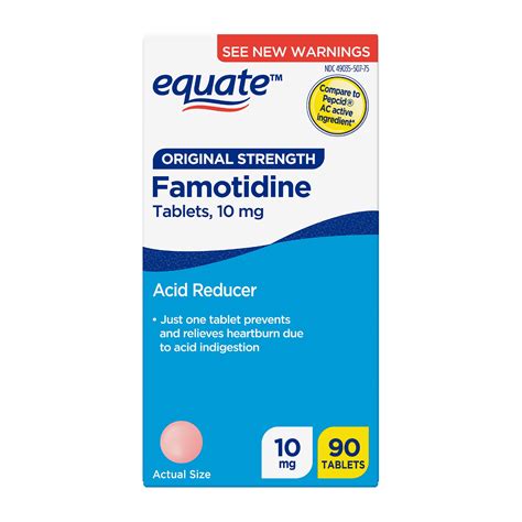 Equate Original Strength Famotidine Tablets 10 Mg Acid Reducer For