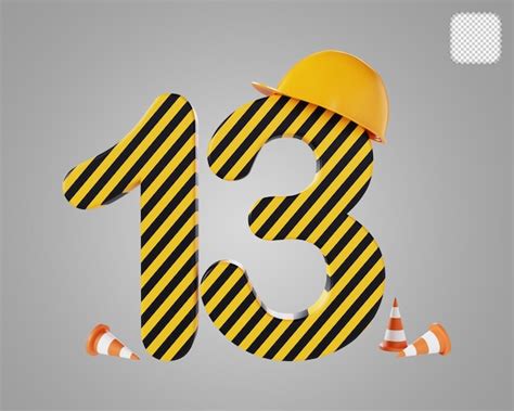 Premium Psd Number 13 Construction Style 3d Illustration
