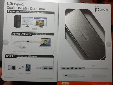 J5create USB Type C Dual HDMI Mini Dock Computers Tech Parts Accessories Other