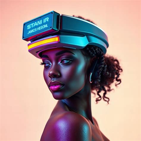 A Woman With A Video Game Controller On Her Head Premium Ai Generated