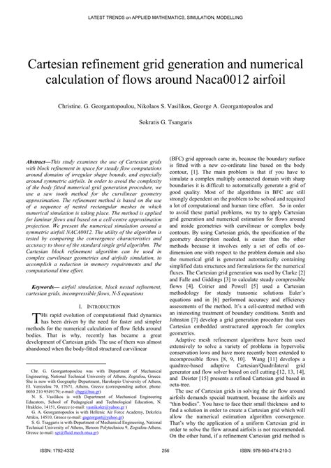 Pdf Cartesian Refinement Grid Generation And Numerical Calculation Of