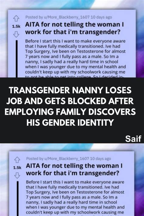 Transgender Nanny Loses Job And Gets Blocked After Employing Family Discovers His Gender