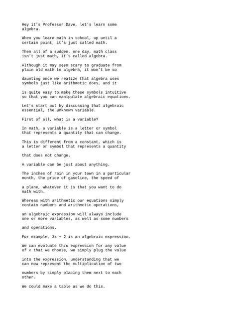 Views4you English Introduction To Algebra Using Variables Pdf Variable Mathematics