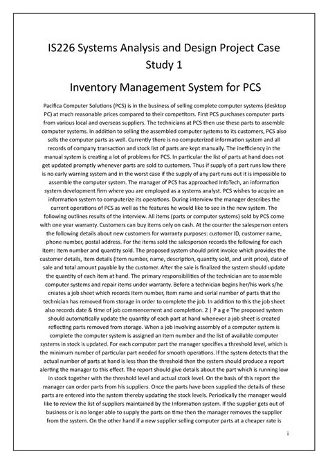Is226 Assignment Analysis Report Is226 Systems Analysis And Design