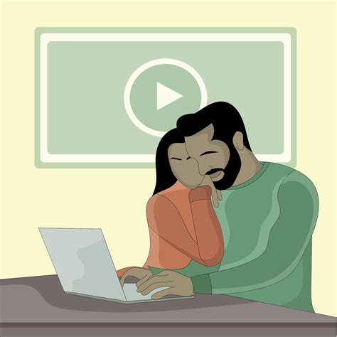 Vector A Couple Using A Laptop Computer Flat 24667669 Vector Art At Vecteezy