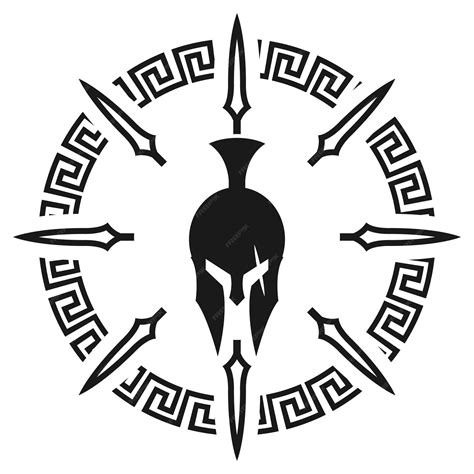 검은 스파르타 헬과 창 터 일러스트레이션 프리미엄 벡터