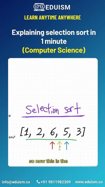 Explaining Selection Sort In 1 Minute Computer Science Computerscience Ml Data Ai Webdev