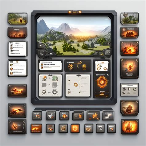 RTS Game UI Kit Mockup Featuring Framed Game Scene Layout On By