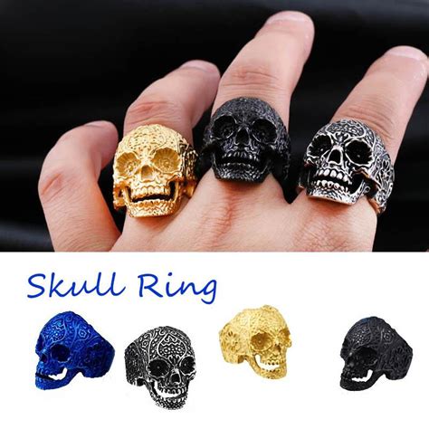 Buy Mans Personality Retro Titanium Steel Skull Ring At Affordable