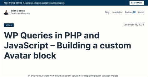 Wp Queries In Php And Javascript Building A Custom Avatar Block Brian Coords
