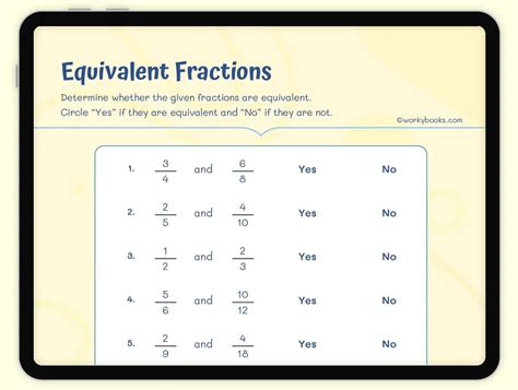 Th Grade Equivalent Fractions Worksheet NF B A NF B NF B Workybooks