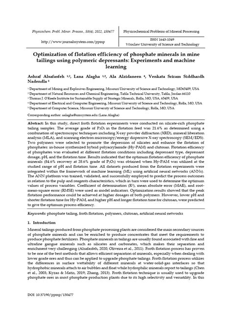 Optimization Of Flotation Efficienc Download Free Pdf Artificial