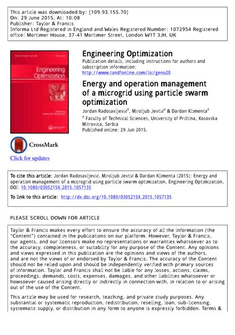 Pdf Energy And Operation Management Of A Microgrid Using Particle Swarm Optimization