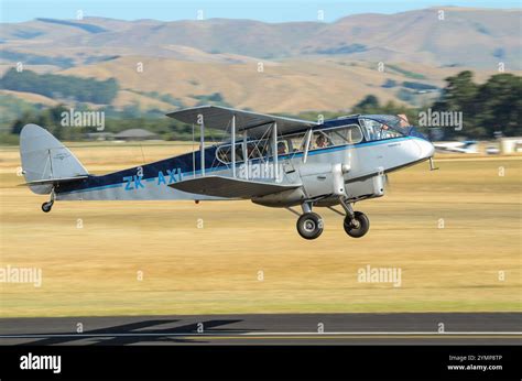 De Havilland Dh 84 Dragon Biplane Zk Axi Named Taniwha Taking Off At