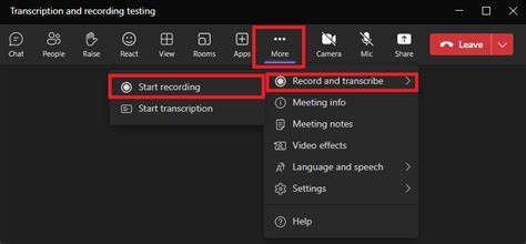 transcribing and recording meetings in microsoft teams systems