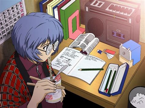 Rei Eating Ramen In Them Glasses Rei Ayanami Raising Project