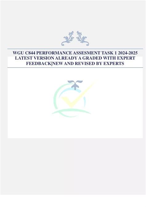 WGU C844 PERFORMANCE ASSESMENT TASK LATEST VERSION ALREADY A GRADED WITH EXPERT FEEDBACK NEW AND