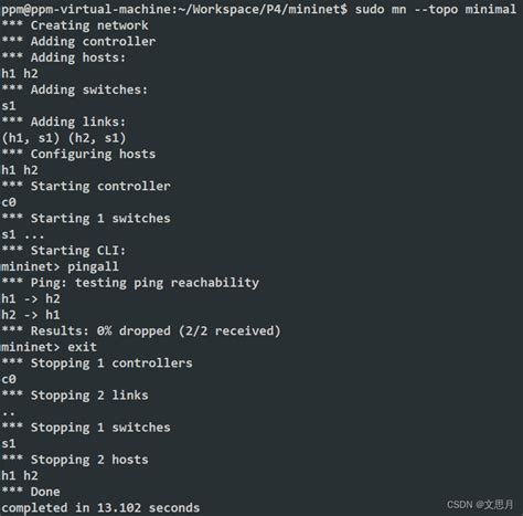 【mininet】基础篇：mininet创建简单网络拓扑及简单网络拓扑脚本编写 csdn博客