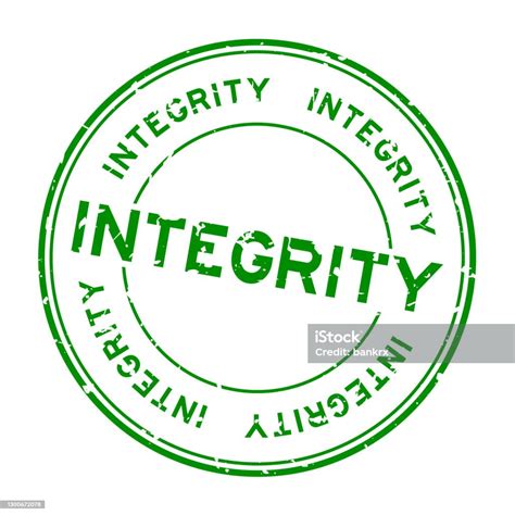 그런지 녹색 무결성 단어 둥근 고무 씰 스탬프 에 흰색 배경 개념에 대한 스톡 벡터 아트 및 기타 이미지 개념 개념과 주제