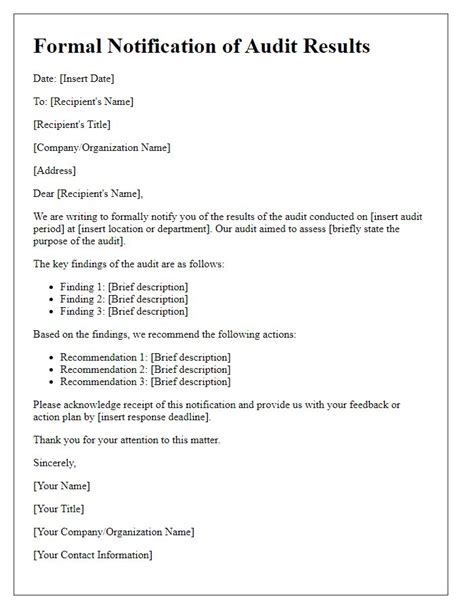 Letter Template For Confirmation Of Audit Results Free Samples In Pdf Letterin