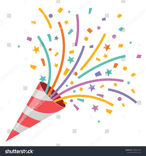 Exploding Party Popper On White Background Stock Vector Royalty Free