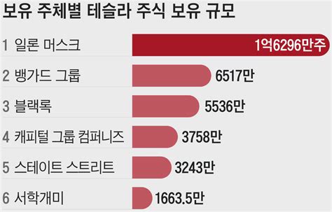 일론 머스크를 제외하면 테슬라 주식은 누가 가장 많이 소유하고 있을까