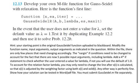 Solved 1213 Develop Your Own M File Function For