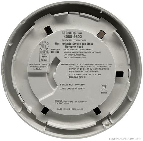 Simplex 4098 5602 Photoelectric Smoke Heat Detector