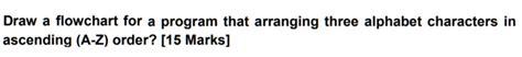Solved Draw A Flowchart For A Program That Arranging Three Alphabet
