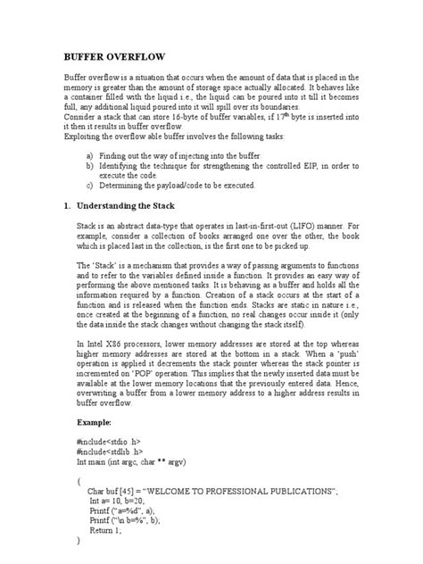 Understanding Buffer Overflows Exploiting The Vulnerability And