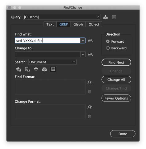 regex indesign delete a whole paragraph based on a s string stack