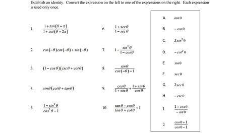 Solved Establish An Identity Convert The Expression On The Chegg